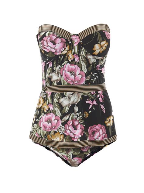 Lyst Zimmermann Allure Floral Peplum Swimsuit
