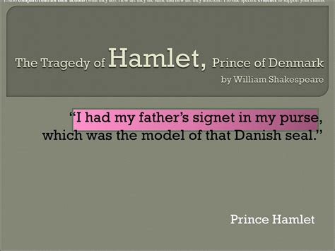 The Tragedy Of Hamlet Prince Of Denmark By William Shakespeare Ppt
