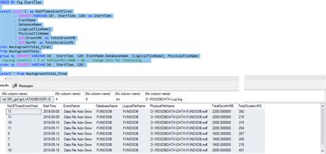 sql server autogrowth analysis in prod db based on the trace file