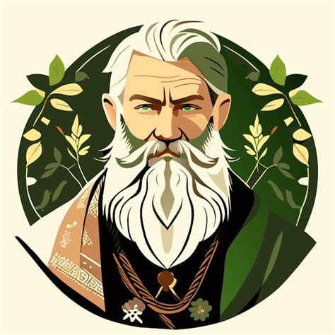 Premium Vector Caucasian Old Man With Beard And Folkloric Kalpak
