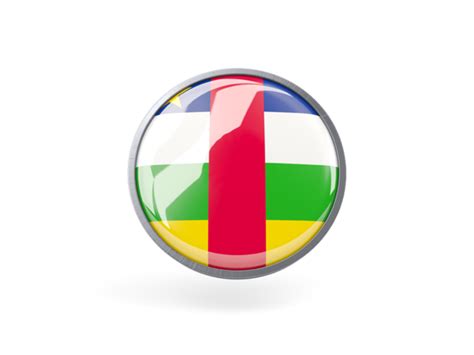 Metal Framed Round Icon Illustration Of Flag Of Central African Republic