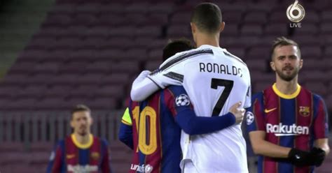 Video Ronaldo And Messi Hug Ahead Of Barca Vs Juve