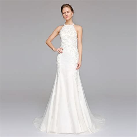 High Neck Backless Lace Wedding Dress Nelsonismissing