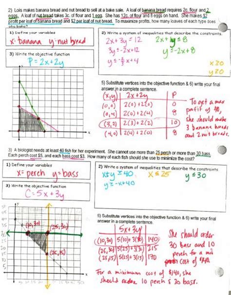 linear programming worksheet with answer key worksheet