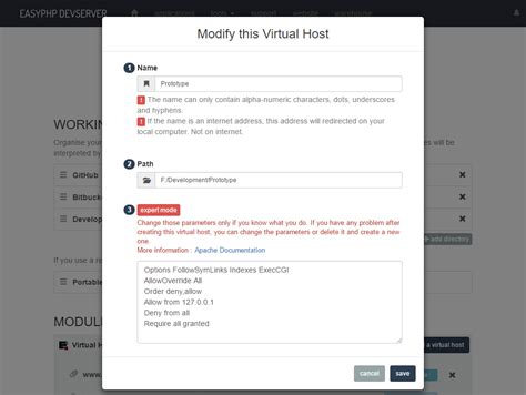 easyphp devserver documentation devserver virtual hosts manager for