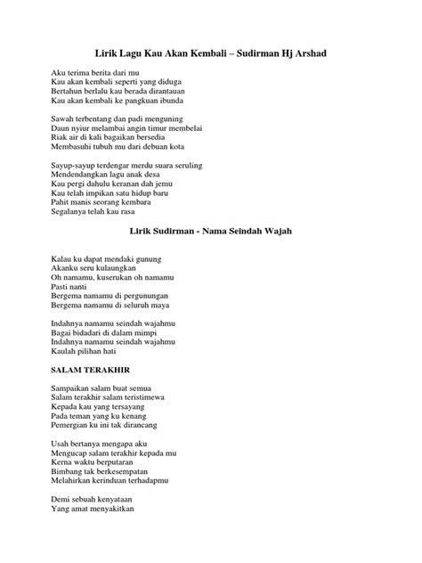 Lirik Lagu Salam Terakhir Sue Howard