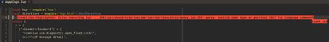 neovim astronvim treesitter highlighter error on comment lines