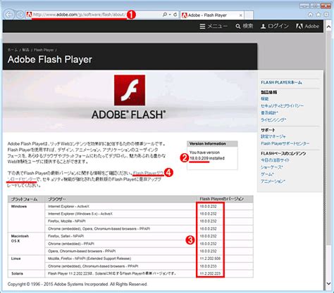 flash playerのバージョンを調べる：tech tips ＠it