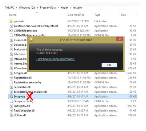 kodak error ui file is missing 101 8200