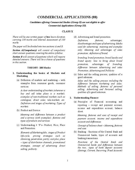 icse commercial applications syllabus 2022 for class 9 class 10