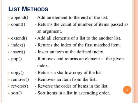 unit 4 python list methods