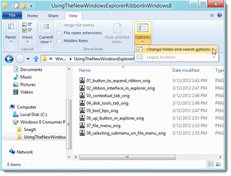using the new windows explorer ribbon in windows 8