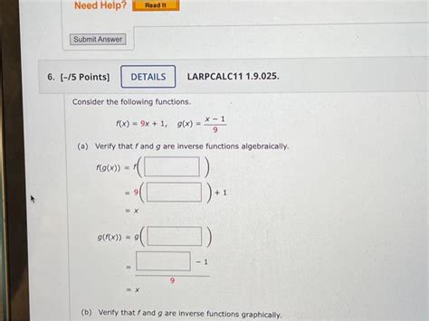 Solved Consider The Following Functions F X 9x 1 G X 9x−1