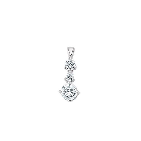 Rhodium Plated Silver Cubic Zirconia Drop Pendant Silver Collection