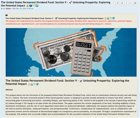 🚀 Exciting Analysis On The Proposed United States Permanent Dividend