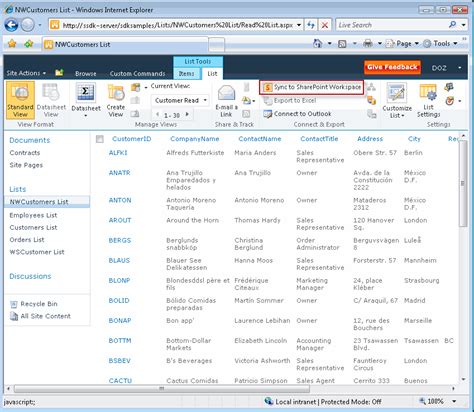 how to connect an external list to sharepoint workspace