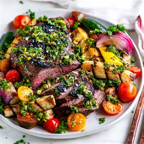 Grilled Tri Tip And Vegetables With Chimichurri Sauce Aberdeens Kitchen
