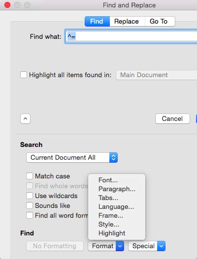 microsoft word find and replace on mac lasopalost