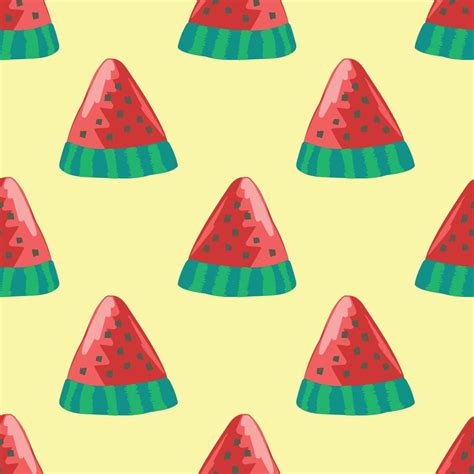 Cute Hand Draw Watermelon Seamless Pattern Colorful Fruits Background