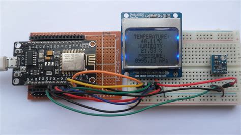 weather station using esp8266 nodemcu with bme280 sensor and nokia lcd