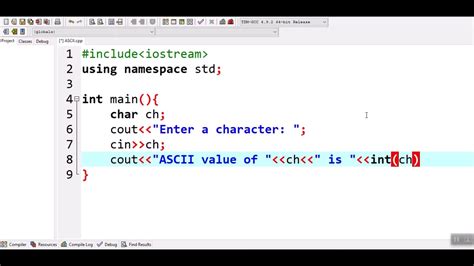 how to find ascii value of a character in c youtube