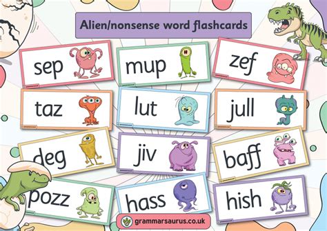 Phonics Phase 2 5 Alien Nonsense Word Flashcards Grammarsaurus