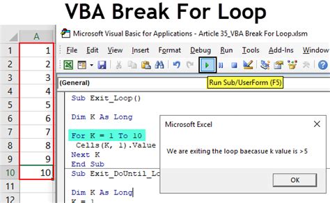 vba break for loop how to exit for loop in excel vba