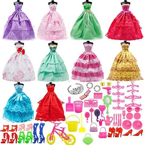 65pcs Barbie Doll Clothes Set 10 Pack Barbie Fashion Wedding Party