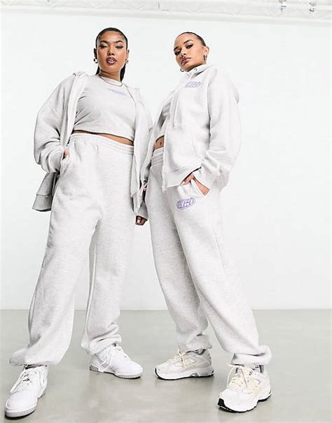 Asos Design Curve Weekend Collective Set In Meliertem Eisgrau Mit