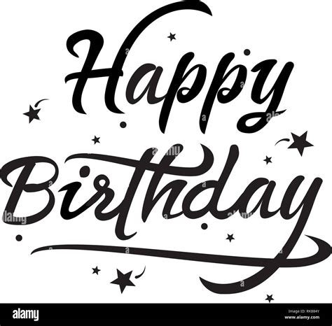 Blanco Y Negro Vectorial Feliz Cumpleaños Texto Rotulación Diseño De