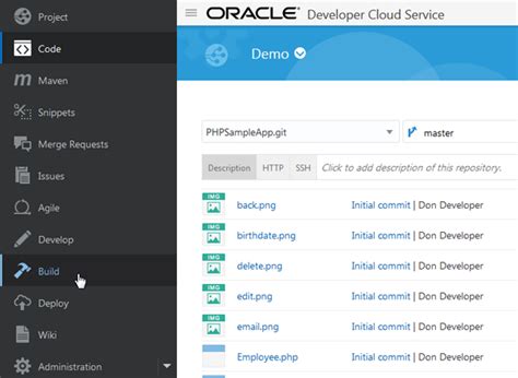 build and deploy a php application using oracle developer cloud service