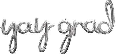 Ballon En Aluminium Satiné Lettres Yay Grad Argent 33 Po Paq 2