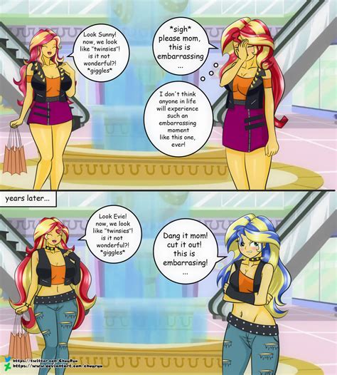 2611037 Safe Artist Chuyryu Sunset Shimmer Oc Oc Evening Glow