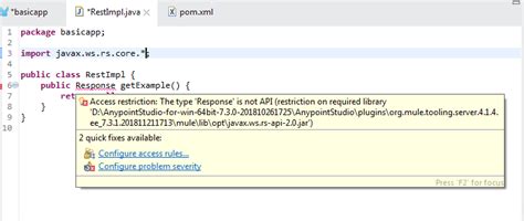 java access restriction the type response is not api restriction
