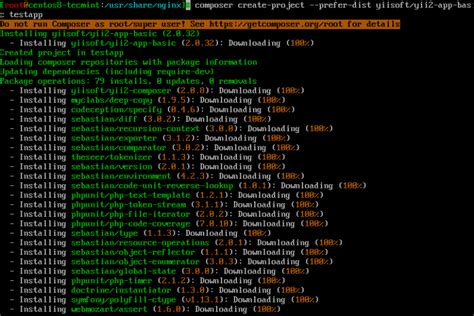 how to install yii php framework on centos 8