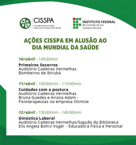 Cisspa Desenvolve Atividades Em Alusão Ao Dia Mundial Da Saúde Campus