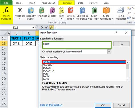 exact function in excel formula examples how to use exact