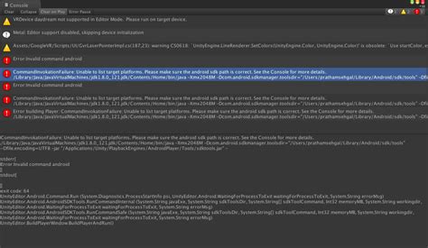 android unable to build and run unity vr project for daydream on