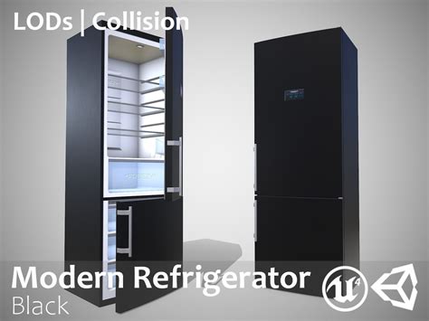 modern refrigerator black updated for 2021 3d model