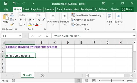 ms excel 2016 create a superscript value in a cell