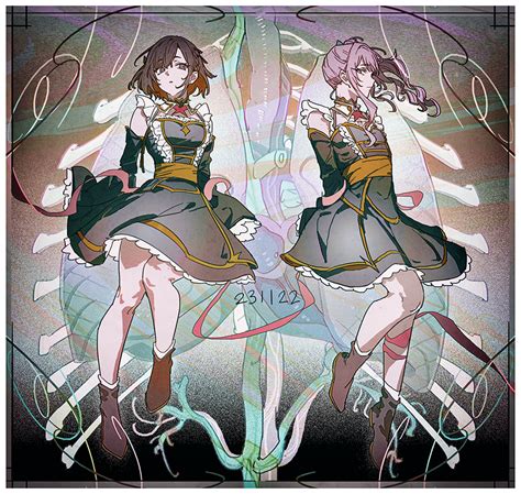 Safebooru 1girl 1other Akiyama Mizuki Arms At Sides Arms Behind Back