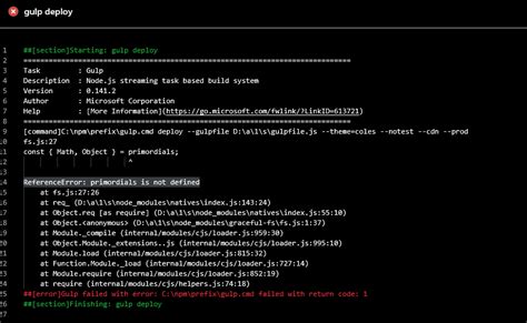 gulp issue with the node which throws referenceerror