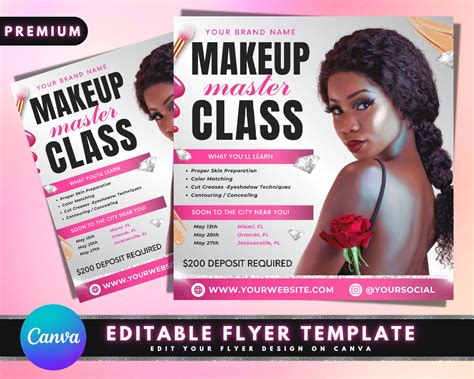 Makeup Masterclass Flyer Diy Flyer Template Design Makeup Etsy In
