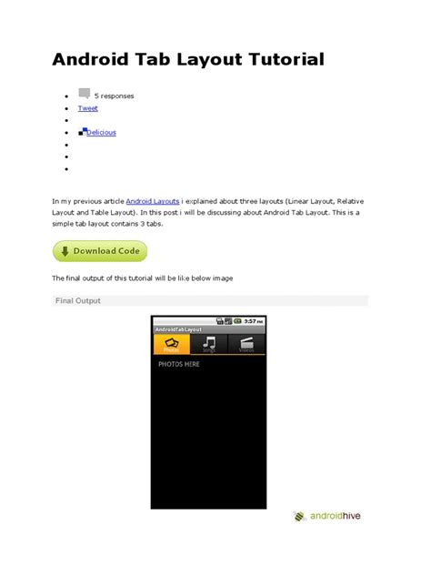 android tab layout tutorial pdf android operating system xml
