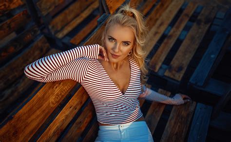 Wallpaper Damian Pi Rko Blonde Women Outdoors T Shirt Face