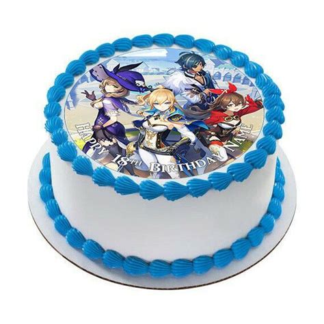 Edible Genshin Impact Birthday Party Cake Topper Wafer Paper Round 7 5