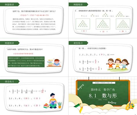 部编版六年级上册数学第八章数学广角——数与形简单ppt模板 卡卡办公
