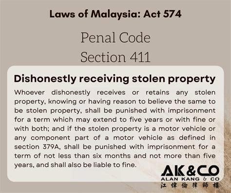 Penal Code Section 411 Dishonestly Receiving Stolen Property Alan