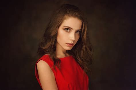 Maxim Maximov Women Ksenia Kokoreva Brunette Red Clothing Simple