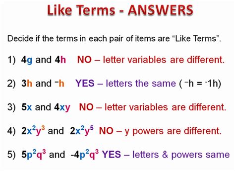 Combining Like Terms Definition